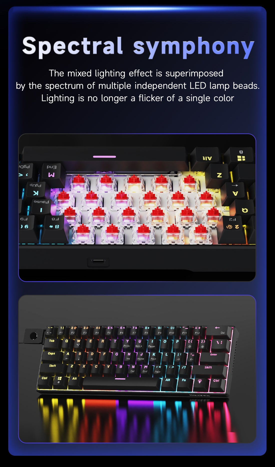 AJAZZ NK61 61-Key Mechanical Keyboard Hot Swapping Red Switch Wired ...