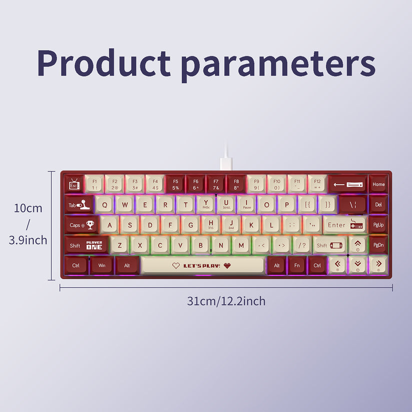 AJAZZ AK680 Keyboard wired Mixed color lights Dual key caps Full key h ...