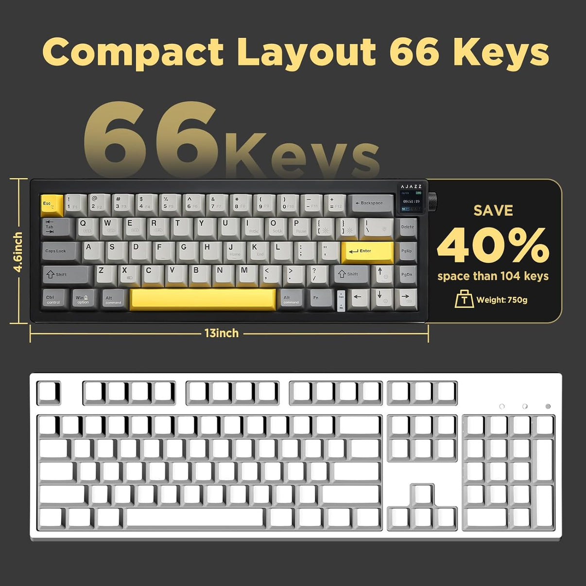 AJAZZ AK650 Mechanical Keyboard 5000mAh Battery Hot-Swap Wired/Bluetoo ...