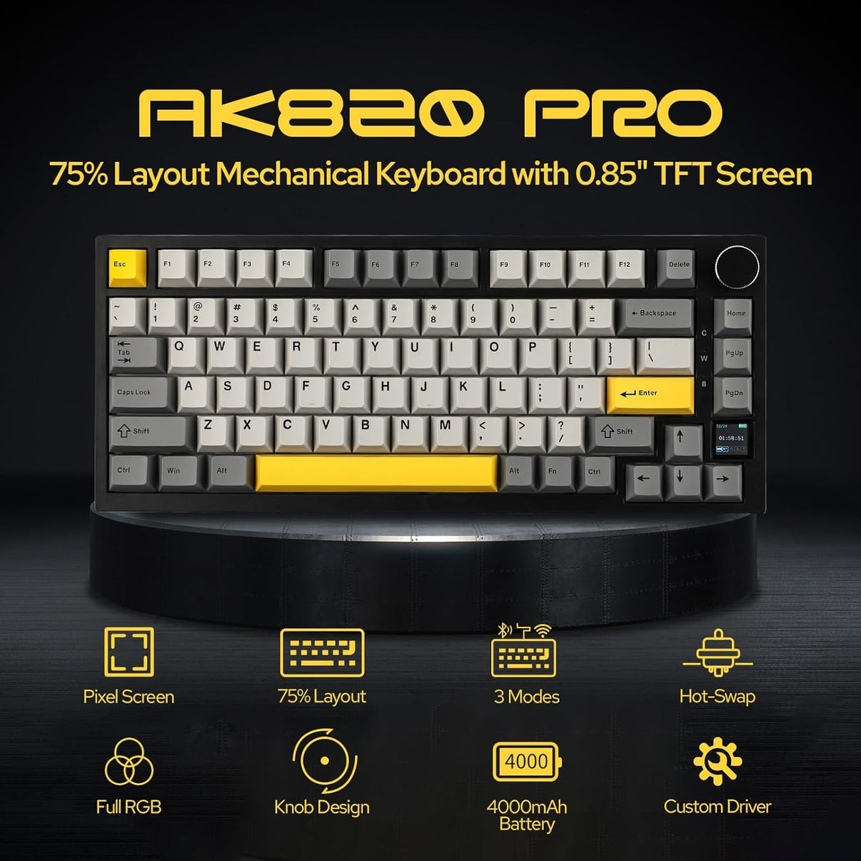 AJAZZ AK820 Pro Keyboard, Flying Fish Switch, Tri-mode Connectivity,DI – AJAZZ Official Store