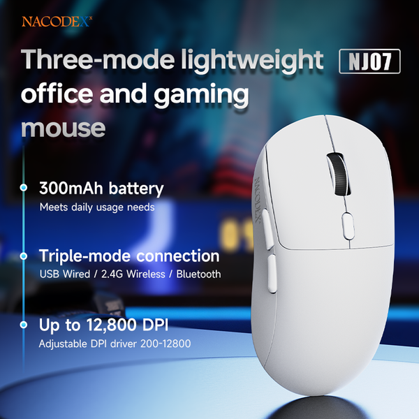 AJAZZ NJ07 Wired/2.4G Wireless/Bluetooth Gaming Mouse 300mAh Battery L ...