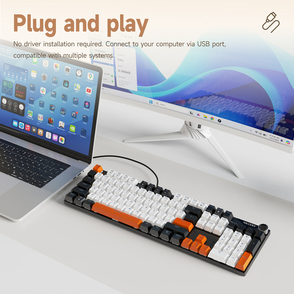 AJAZZ NK104 Full-Size 104 keys Mechanical Keyboard Hot-Swappable Wired ...