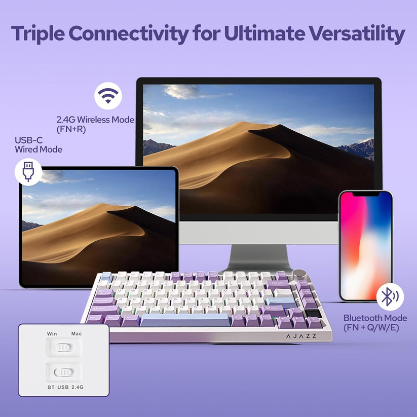 AJAZZ AK820 Pro 75% Layout Mechanical Keyboard with 0.85" TFT Screen R ...