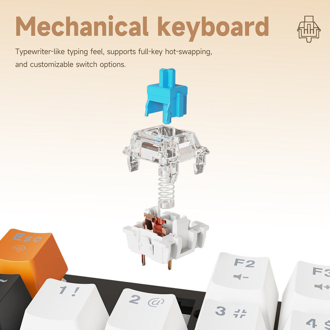 AJAZZ NK104 Full-Size 104 keys Mechanical Keyboard Hot-Swappable Wired ...
