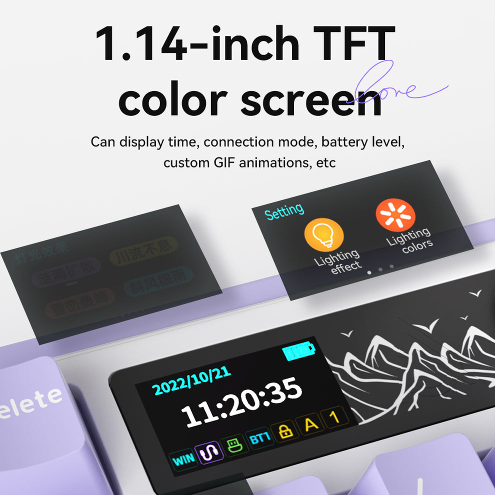 Ajazz AK980 Gaming Mechanical Keyboard with Color Screen 98 Keys RGB ...