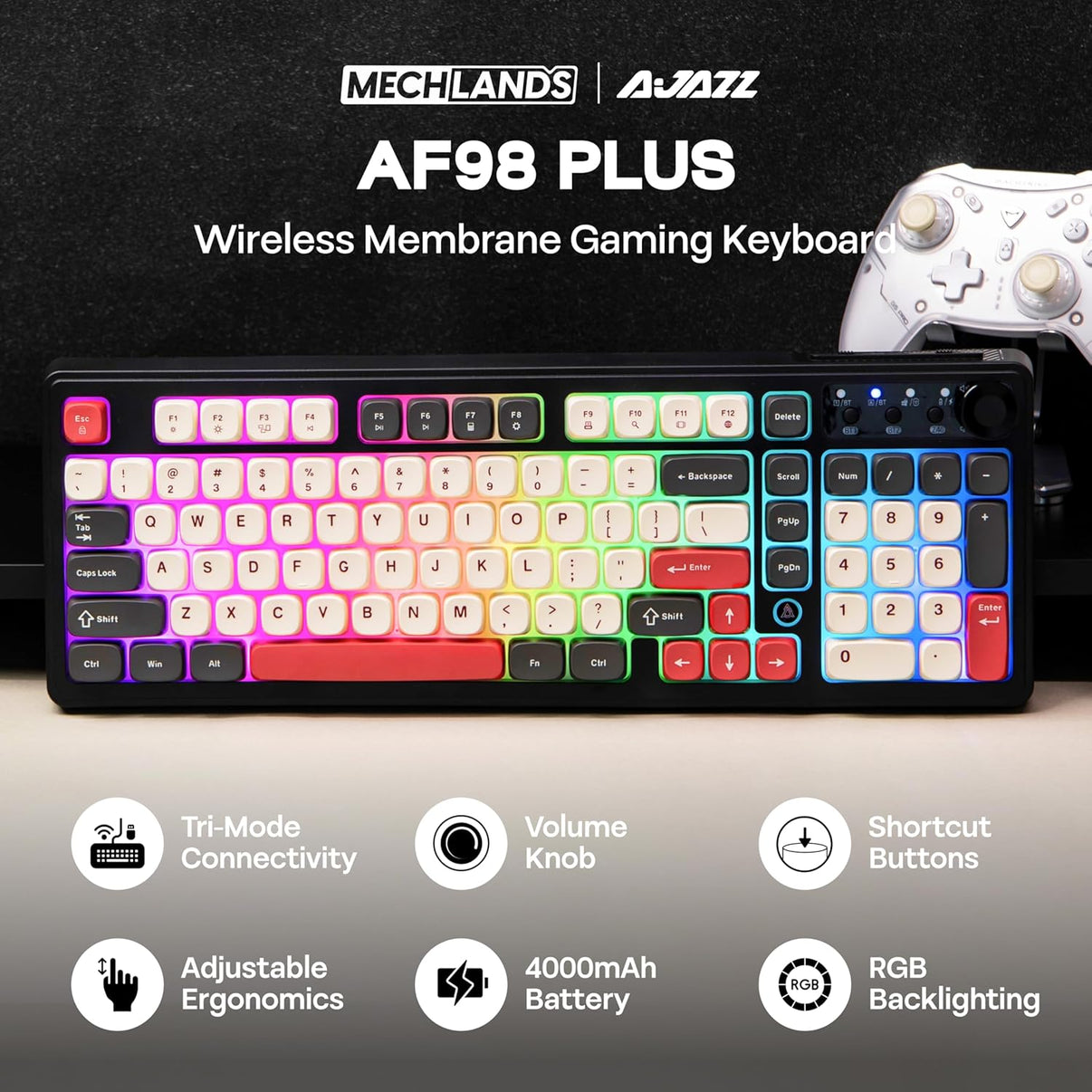 Ajazz AF98 Wired Mixed Lighting Mechanical Keyboard Dual control: mode ...