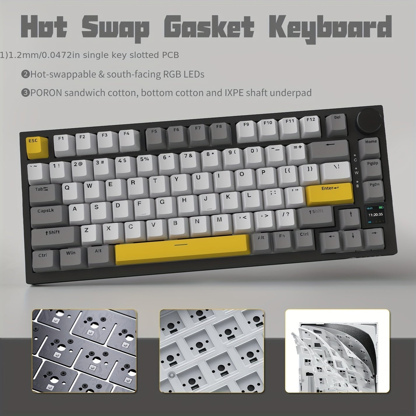 AJAZZ AK820 PRO Mechanical Keyboard TFT Screen Bluetooth /2.4G wireles ...