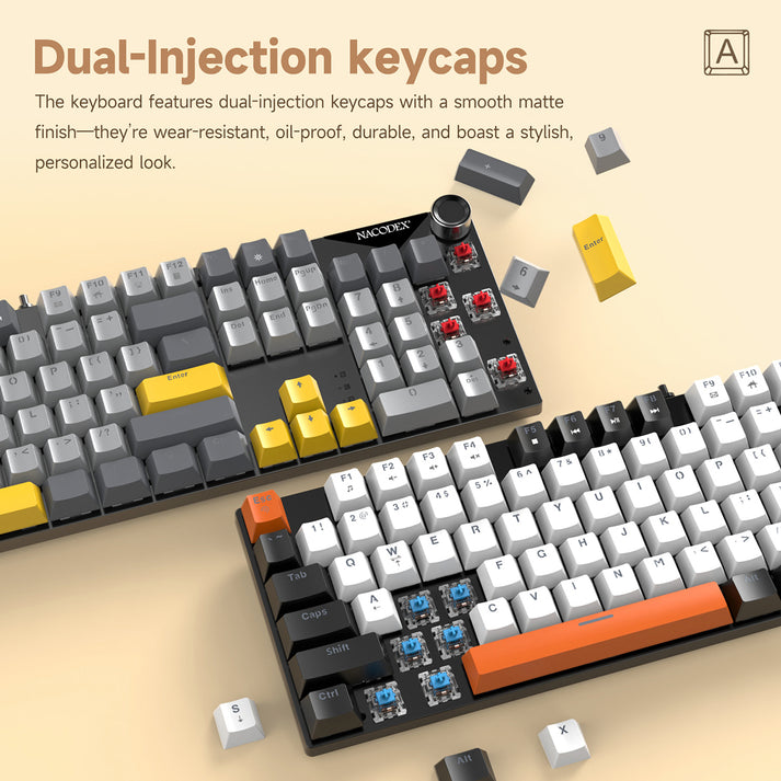 AJAZZ NK104 Full-Size 104 keys Mechanical Keyboard Hot-Swappable Wired ...
