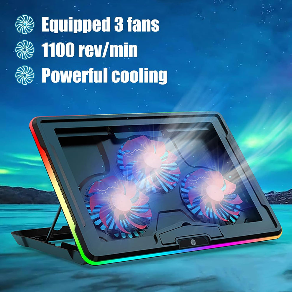 ANC160 Laptop Cooling Pad, Full Surround LED Strip, 15 Types of Light ...