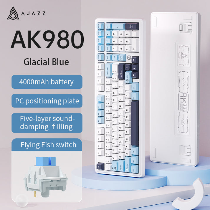 Ajazz AK980 Gaming Mechanical Keyboard with Color Screen 98 Keys RGB ...