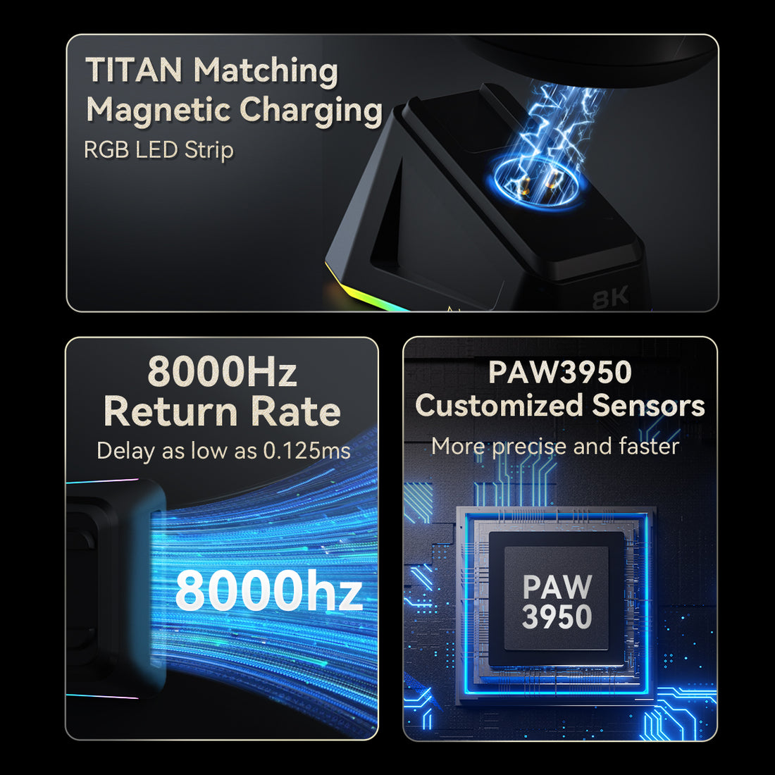 AJAZZ AJ179 TITAN Mouse Bluetooth Tri-mode PAW3950 8000Hz Return Rate ...