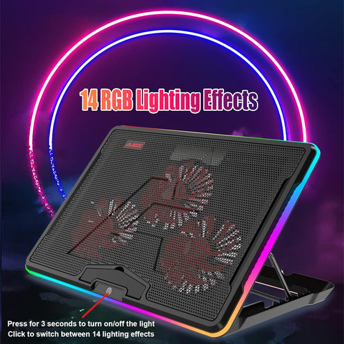 ANC160 Laptop Cooling Pad, Full Surround LED Strip, 15 Types of Light ...
