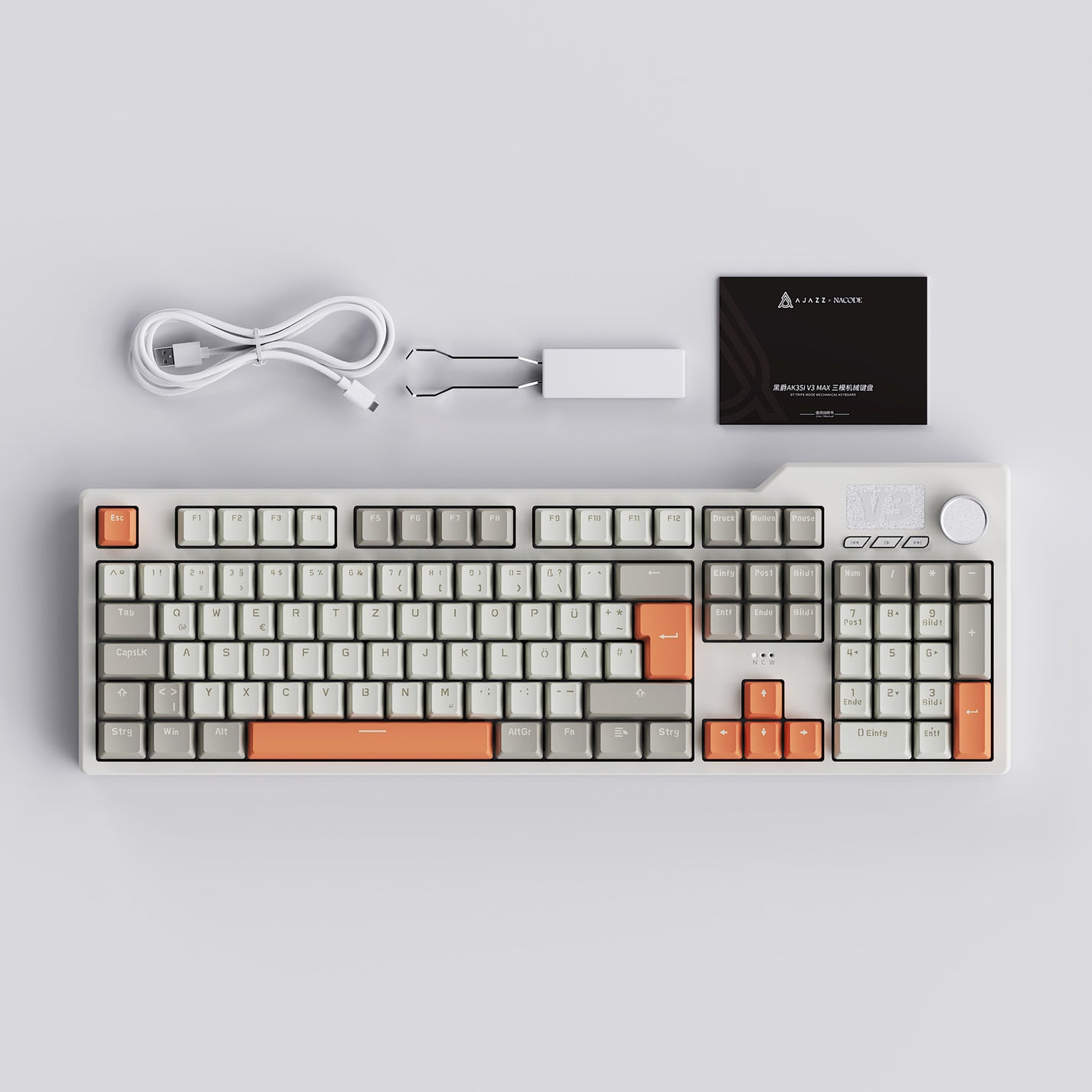 German Ajazz AK35i V3 Wired Mechanical Keyboard QWERTZ Full-size 104-k ...