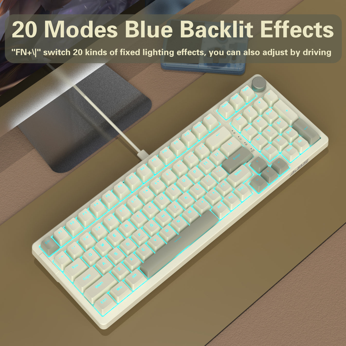 AJAZZ AK992 Retro Wired Mechanical Keyboard, 98-Key Full Layout, Hot ...