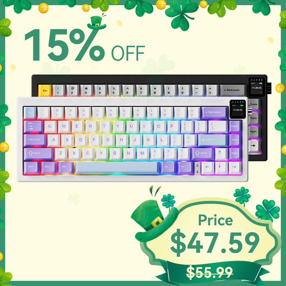 AJAZZ AK650 Keyboard - 65% Layout Gasket-mounted Hot-Swap Wired/Bluetooth/2.4Ghz