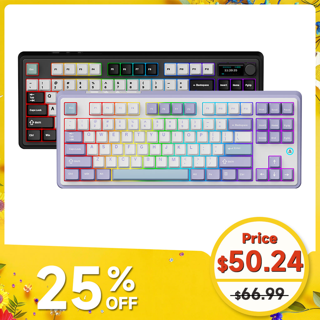 AJAZZ AK870 Keyboard - Compact 87 Keys TKL Design with Hot-Swap Screen