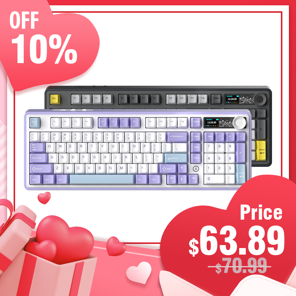 Ajazz AK980 Gaming Mechanical Keyboard with Color Screen 98 Keys RGB ...