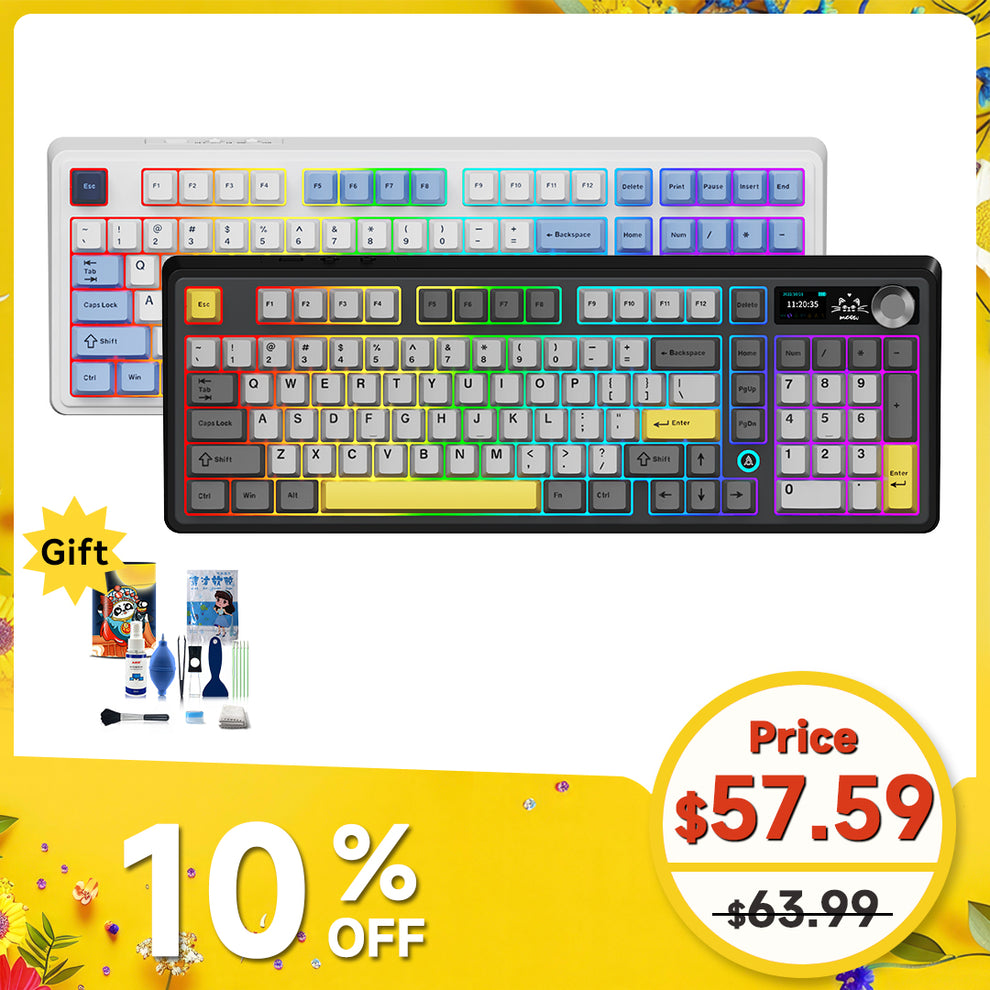 Ajazz AK980 Gaming Mechanical Keyboard with Color Screen 98 Keys RGB ...