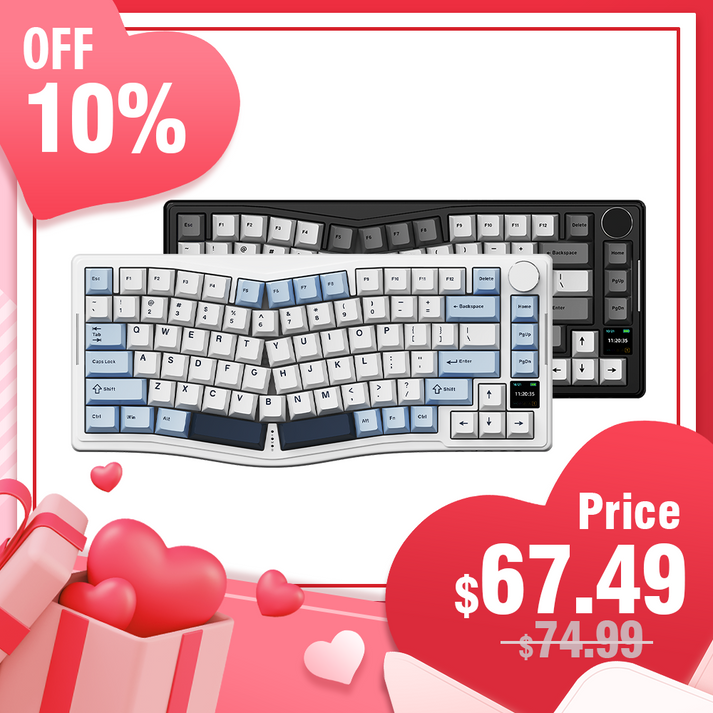 AJAZZ AKS075 Mechanical Keyboard Customized Alice Ergonomic Hot Swap
