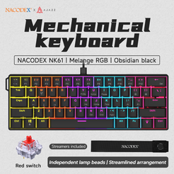 AJAZZ NK61 61-Key Mechanical Keyboard, Red Switch, Wired-DIY – AJAZZ ...
