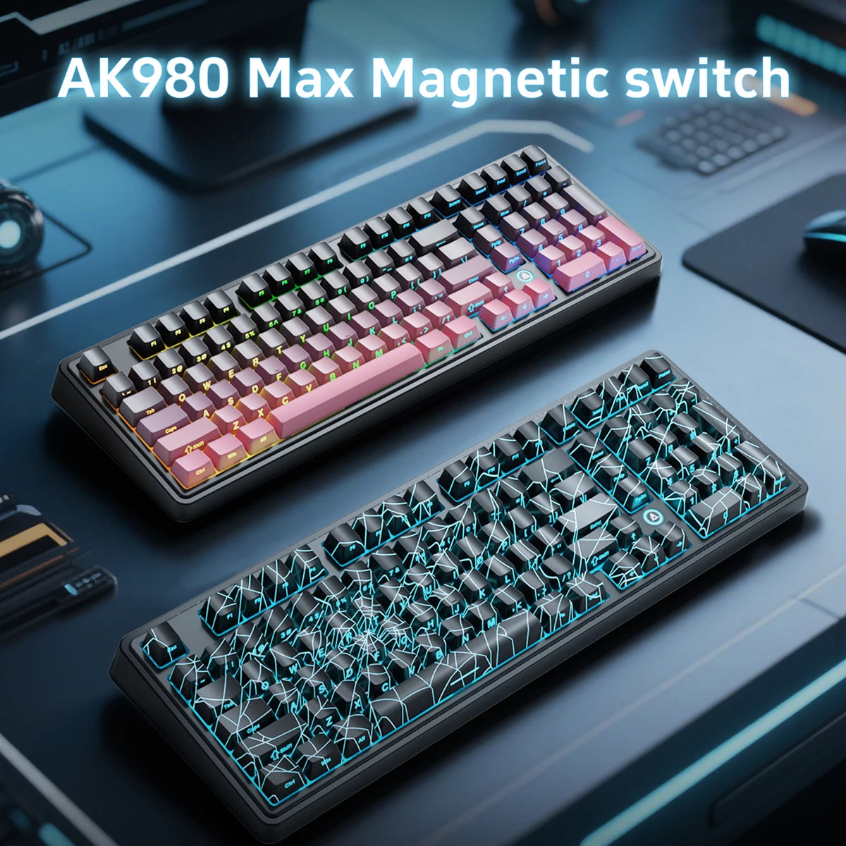 AJAZZ AK980 Max Wired Mechanical Keyboard with Magnetic Switch 101 Keys ...