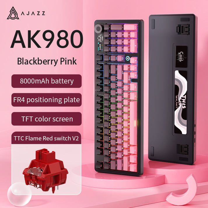 Ajazz AK980 Gaming Mechanical Keyboard with Color Screen 98 Keys RGB – AJAZZ