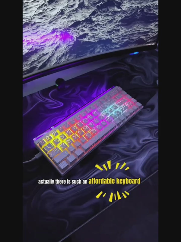 AJAZZ NK68 Small Mechanical Keyboard 68-key layout Mixed Light Red axi ...